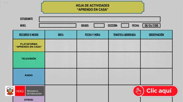 FORMATO: HOJA DE REGISTRO DE ACTIVIDAD PARA EL ESTUDIANTE DE LA ...