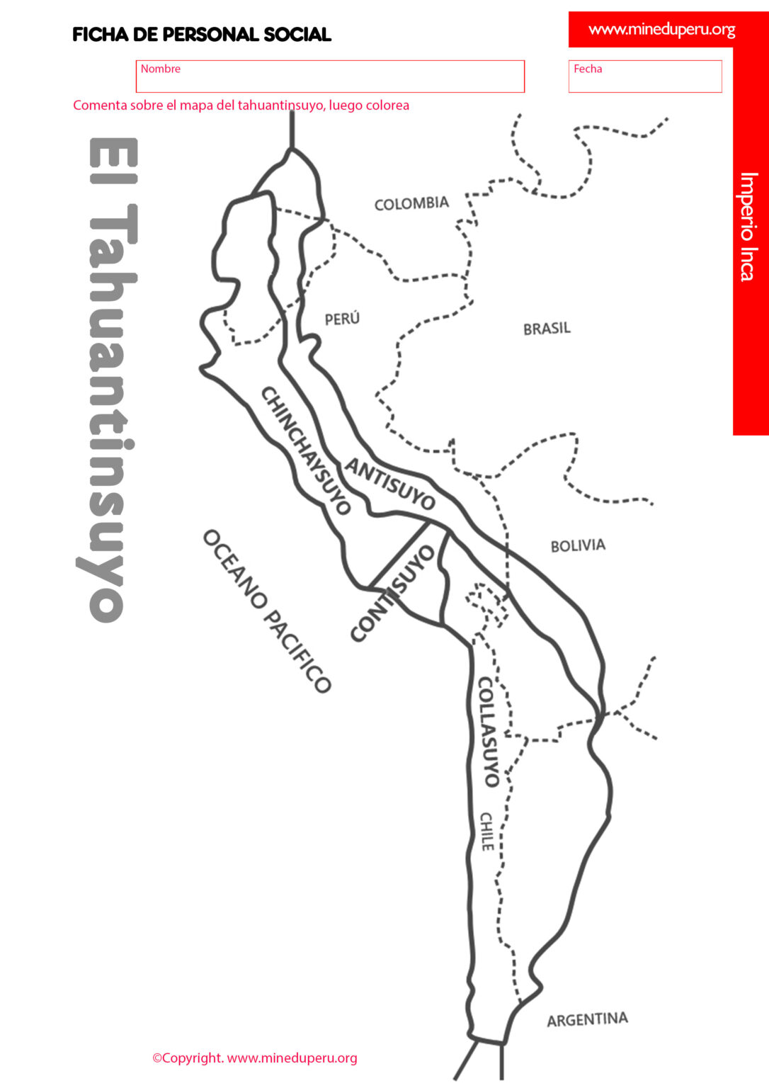 DIBUJOS DEL MAPA DEL TAHUANTINSUYO PARA COLOREAR PINTAR IMPRIMIR ...